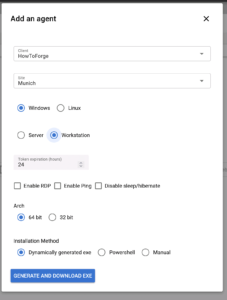 Tactical RMM Server Installation zur Verwaltung von Windows Clients ...